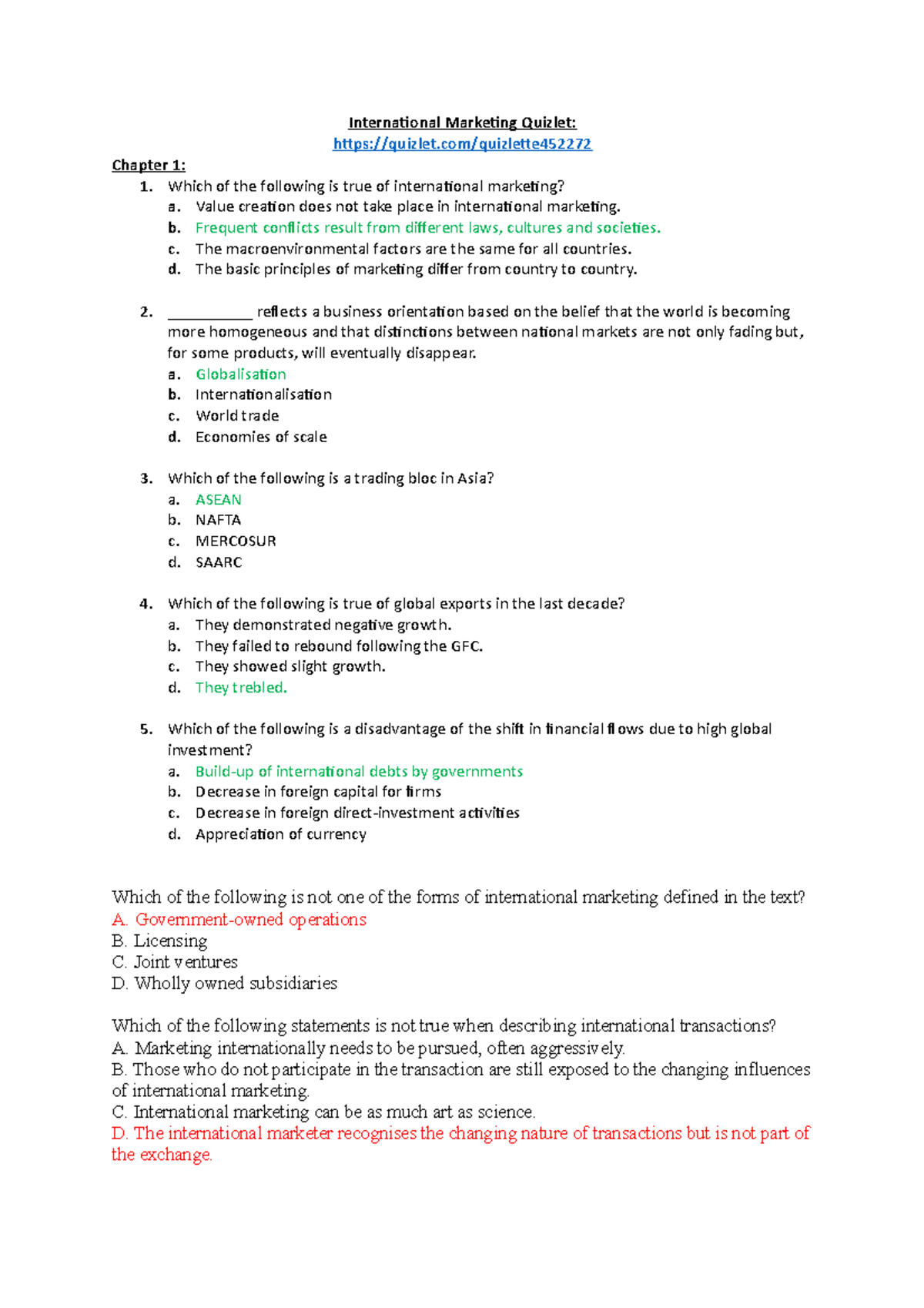 International Marketing Quizlet INter national marketing Quiz Samples ...