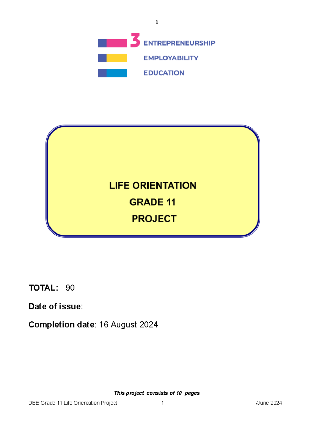 21-June Gr-11-LO Project Final - TOTAL: 90 Date of issue: Completion ...