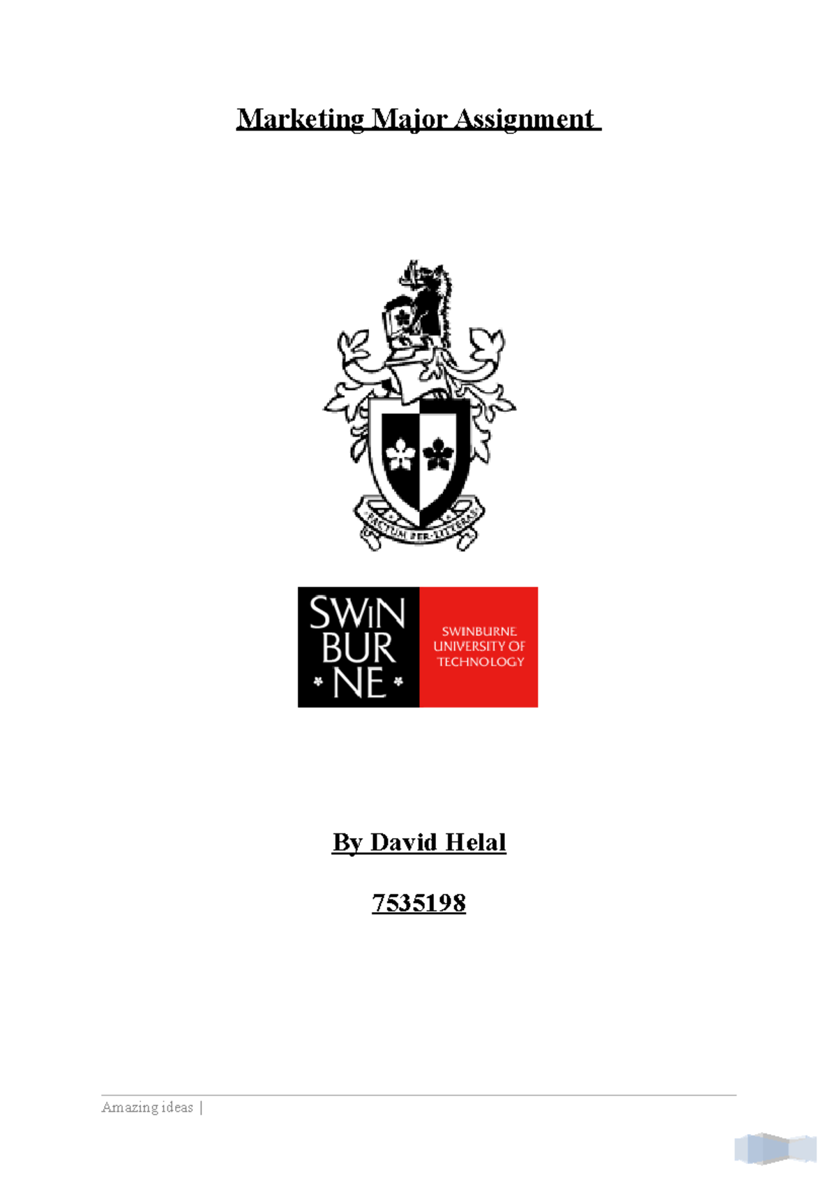 Seminar assignments - major marketing individual assignment, grade HD ...