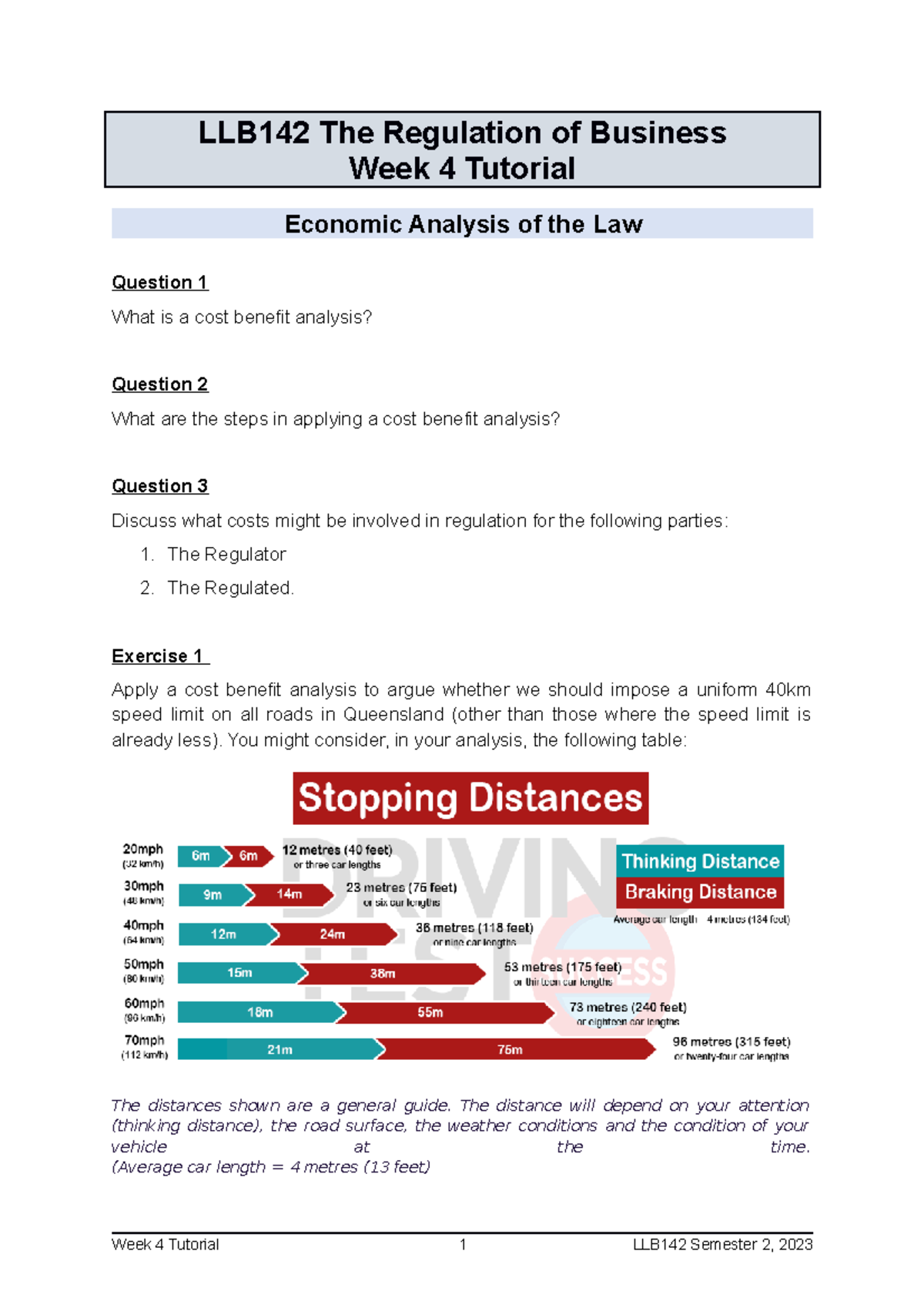 LLB142 Week 4 Tutorial 4 - LLB142 The Regulation of Business Week 4 Tutorial Economic Analysis ...