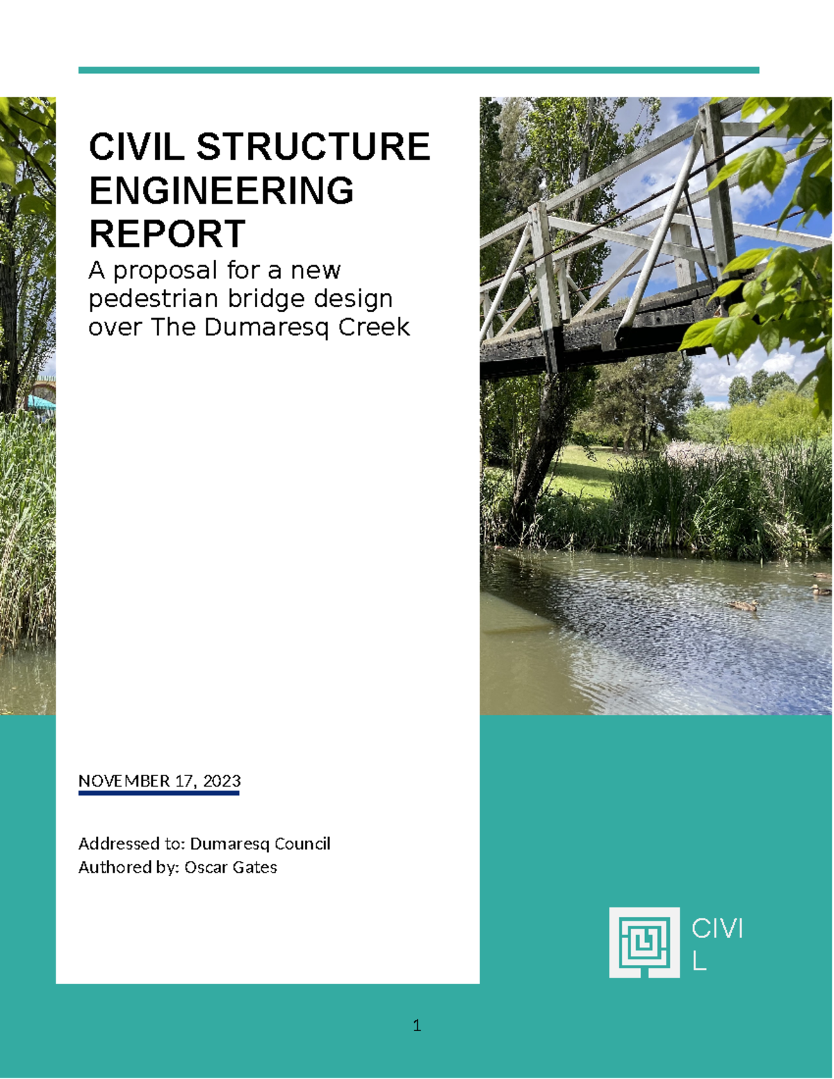 Engineering Report - Civil Structures - CIVI L NOVEMBER 17, 2023 ...