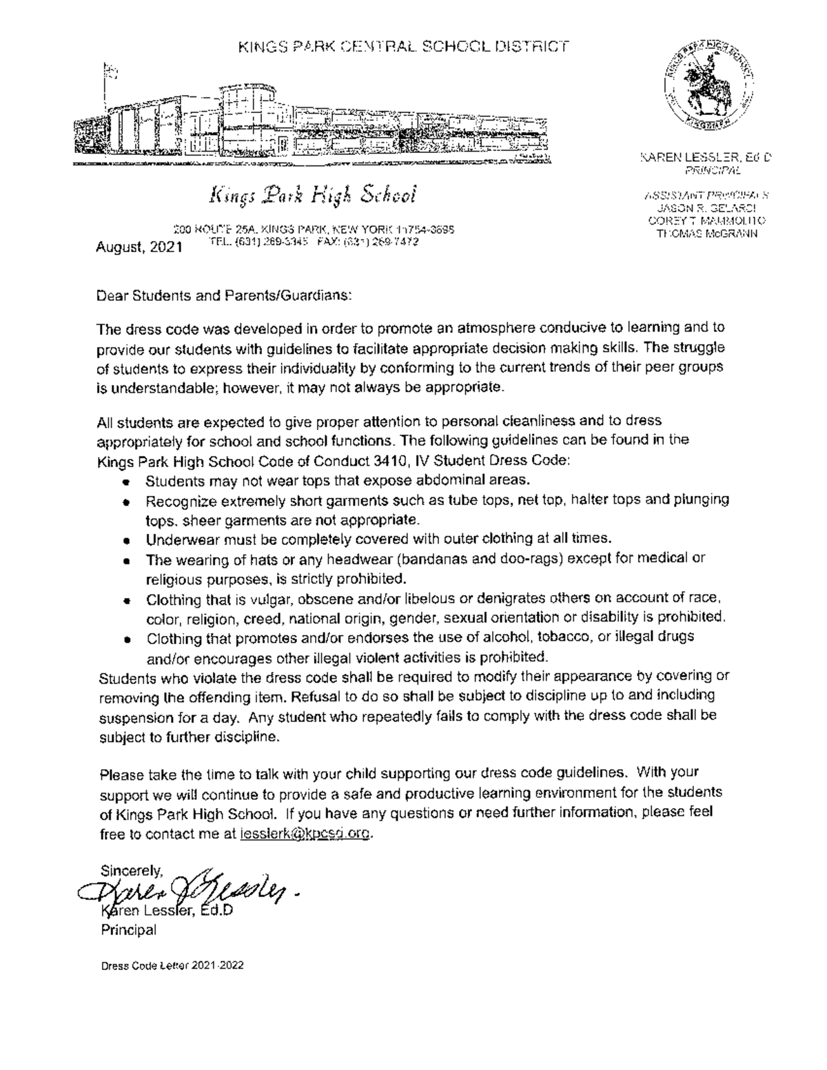 KPHS Dress Code Letter - Studocu