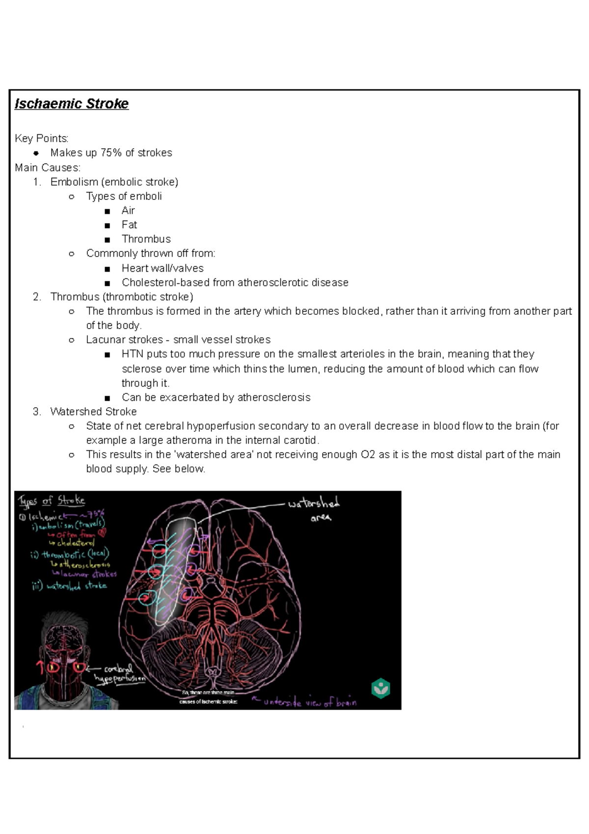 Ischaemic Stroke - Lecture notes Year 4 Geriatrics - Ischaemic Stroke ...