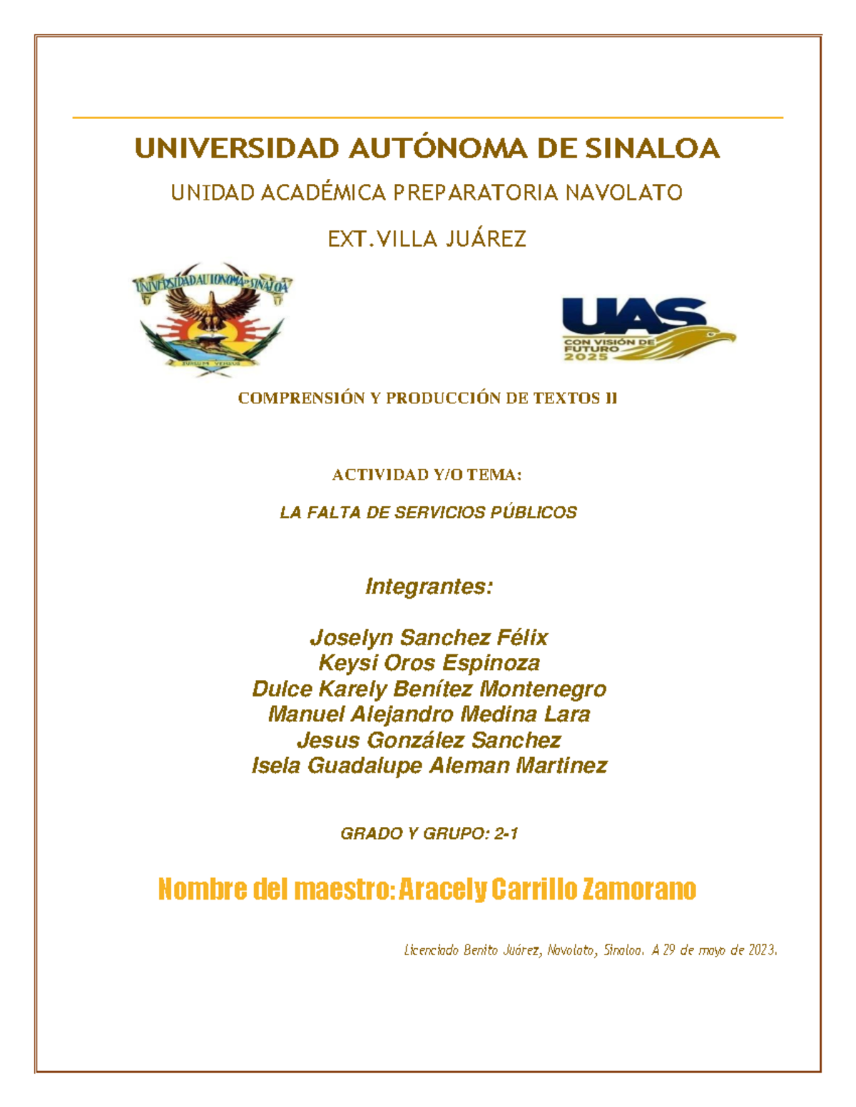 KOE PIU - djdnc - UNIVERSIDAD AUT”NOMA DE SINALOA UNIDAD ACAD ...