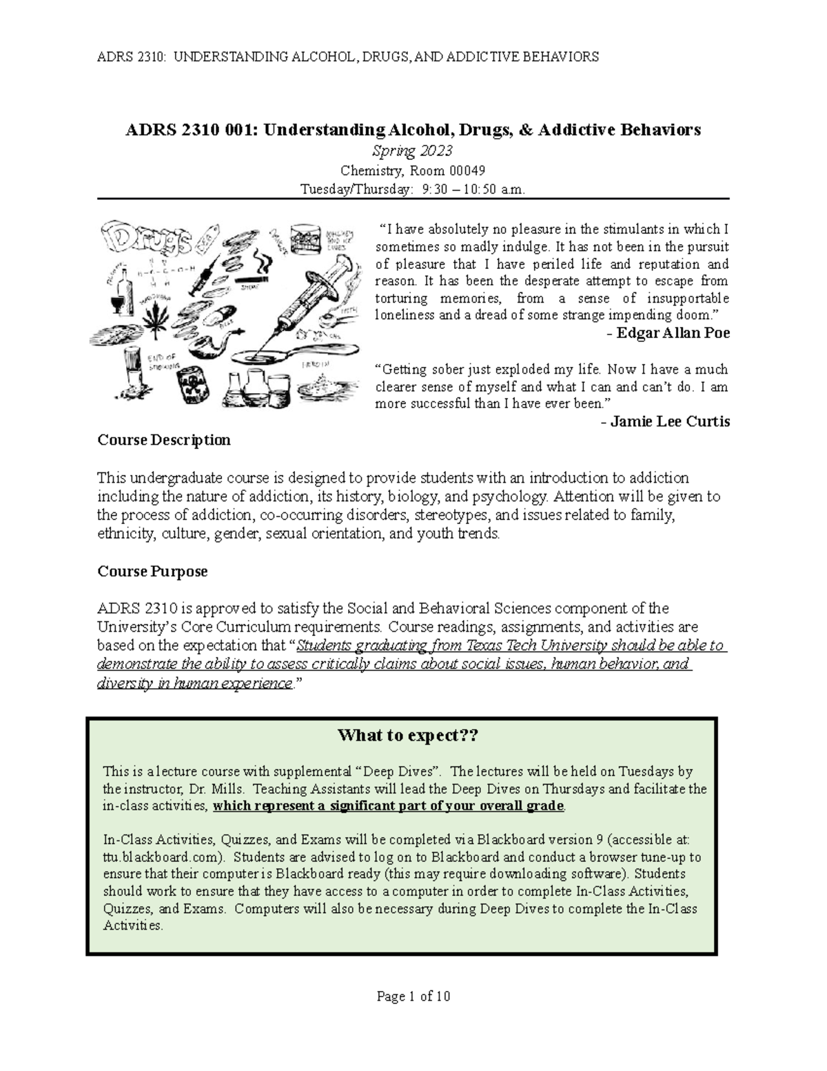 ADRS 2310 001 Syllabus Spring 2023 Mills(2) - ADRS 2310 001 ...