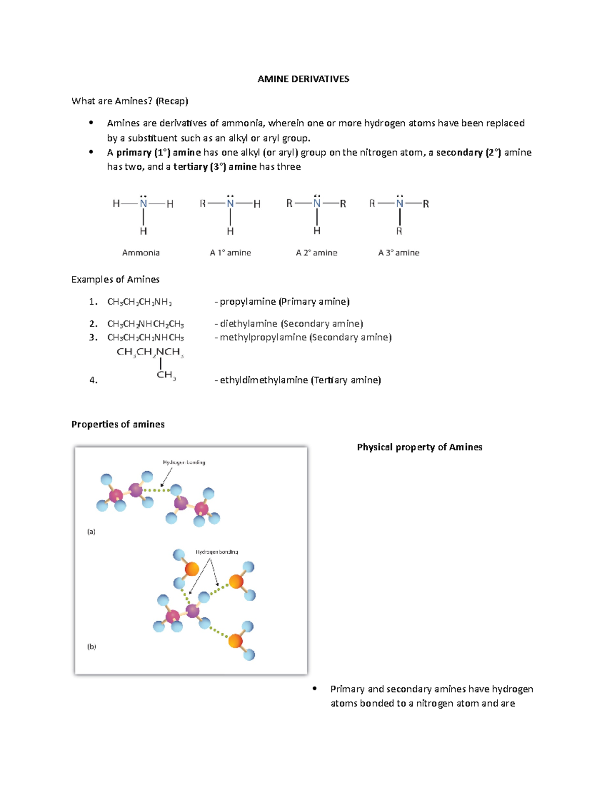 asdasd123123jkhasdkjashkdj - AMINE DERIVATIVES What are Amines? (Recap ...