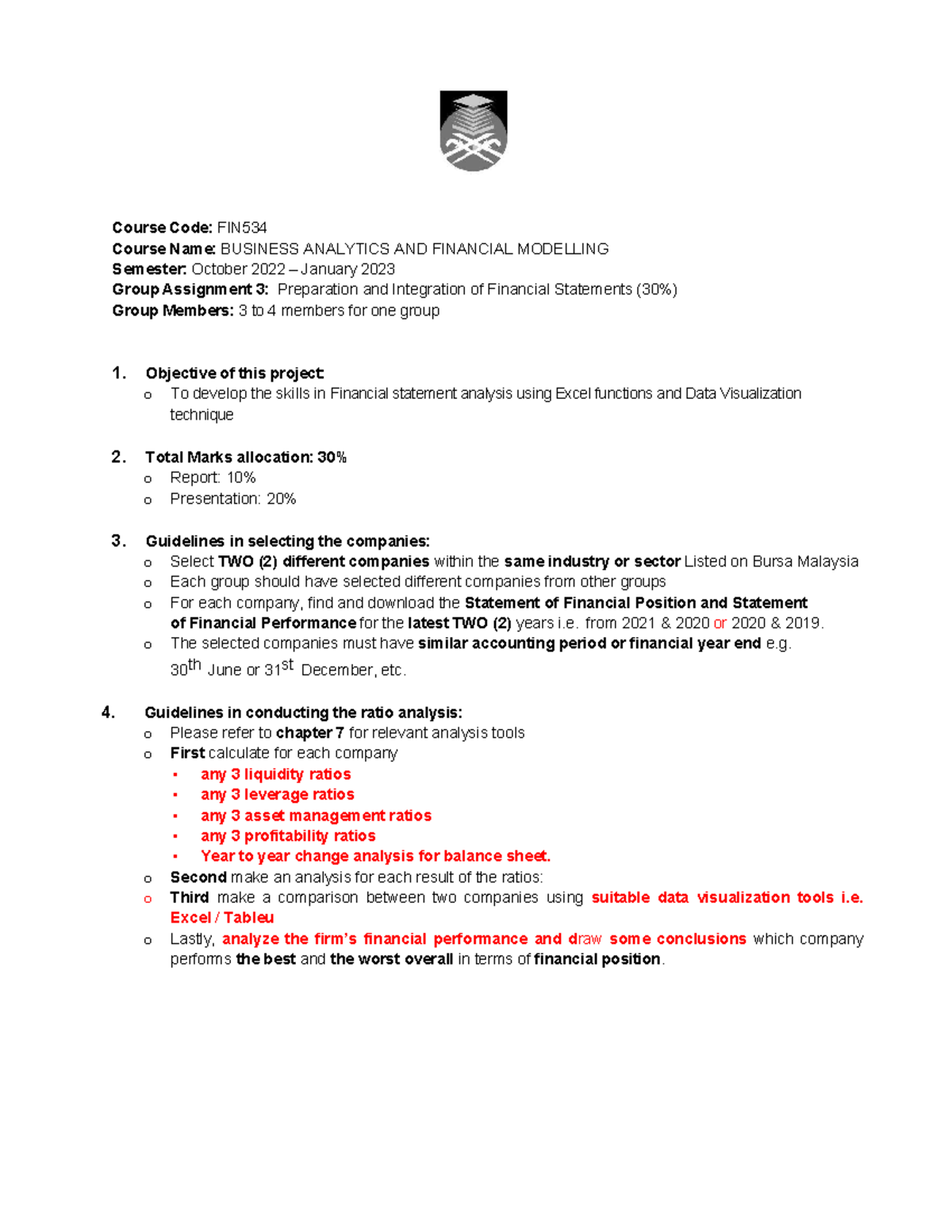 Assignment 3 - notes - Course Code: FIN Course Name: BUSINESS ANALYTICS ...