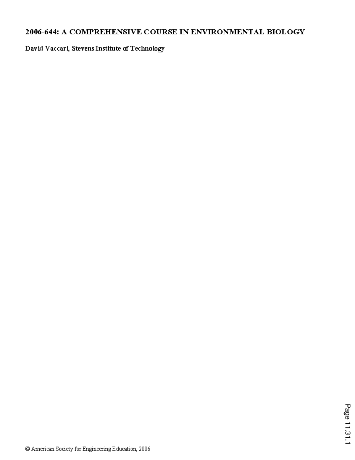 A comprehensive course in environmental biology - 2006-644: A ...