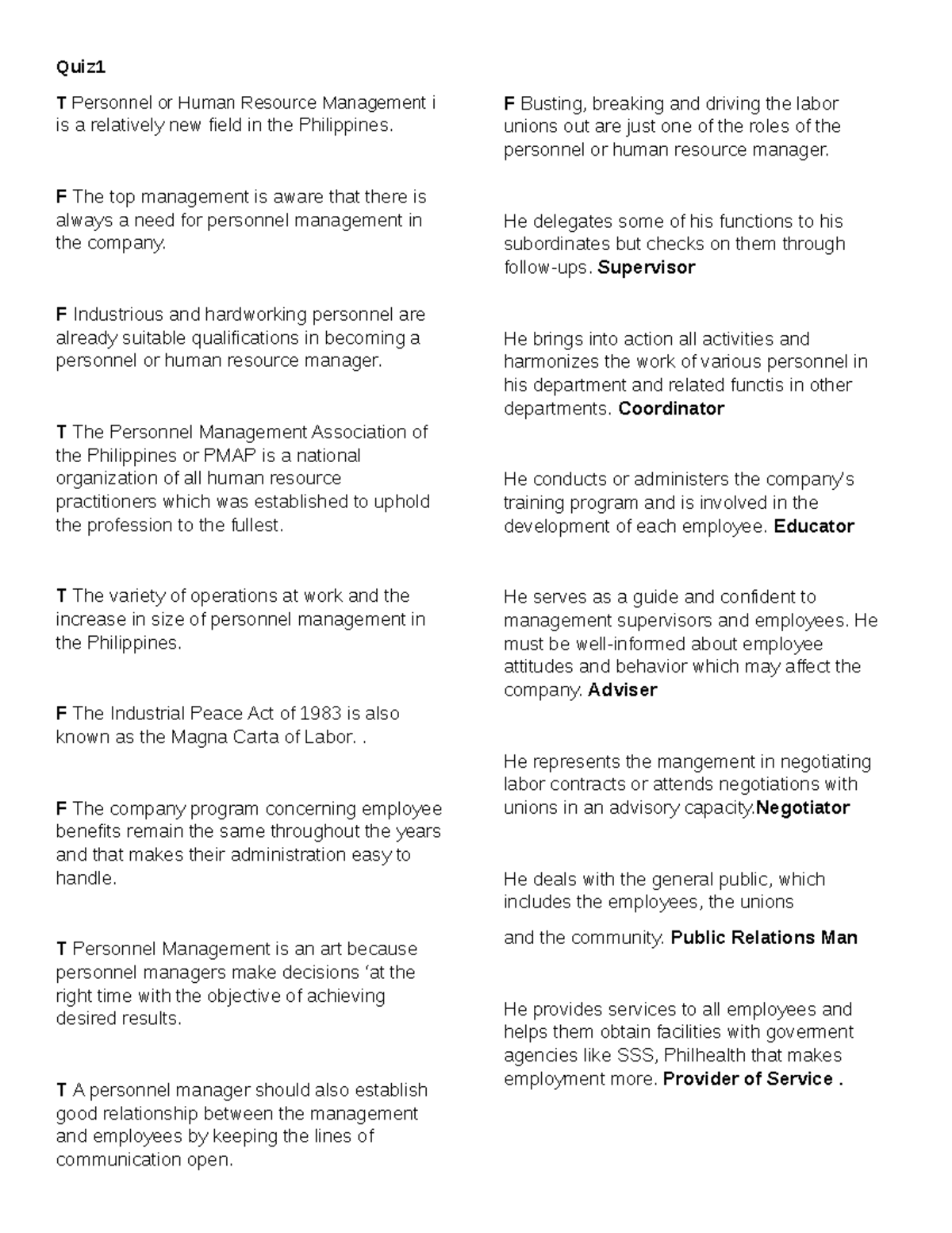 HRM All in - Practice materials for accounting students - Quiz T ...