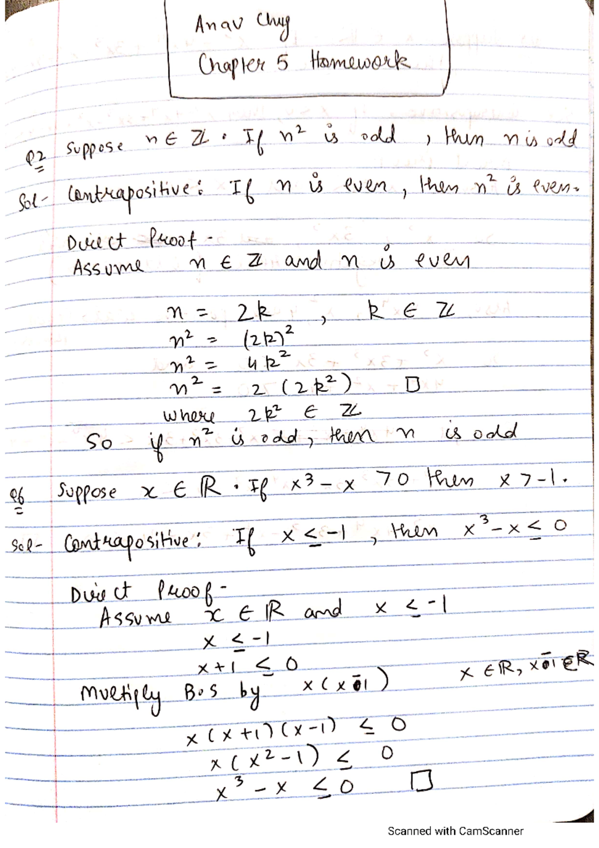 Homework 4- Contrapositive Proof - MATH 2332 - Studocu