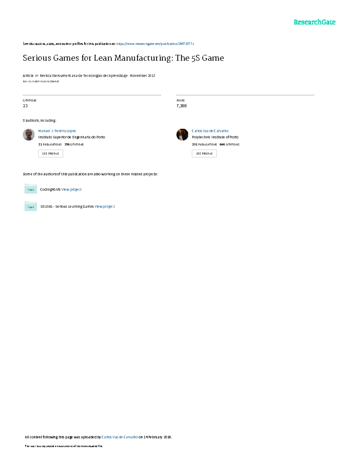 Serious Games for Lean Manufacturing The 5S Game - See discussions ...