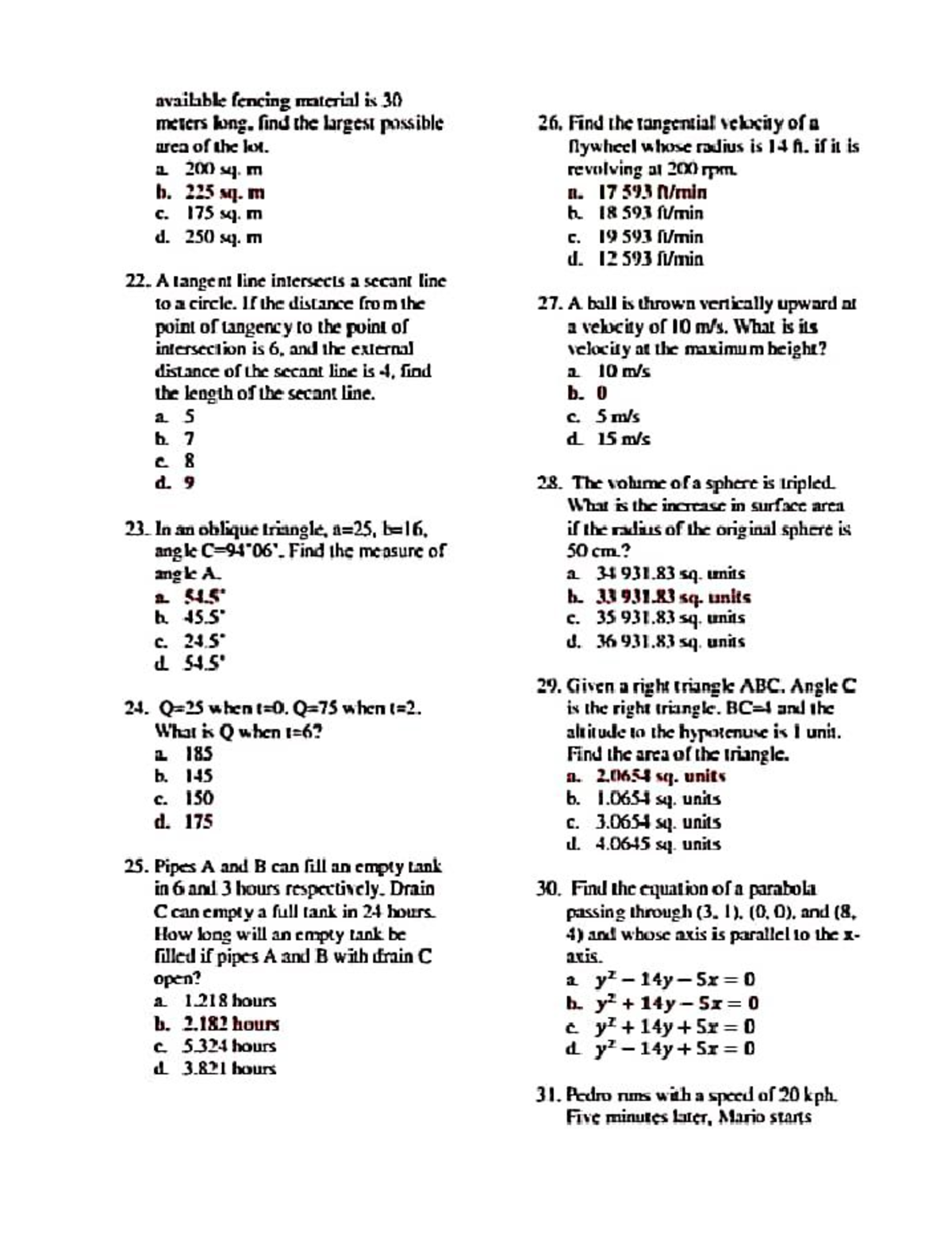MATH854 93 - Hxhd - available fencing material is 30 meters long. find ...