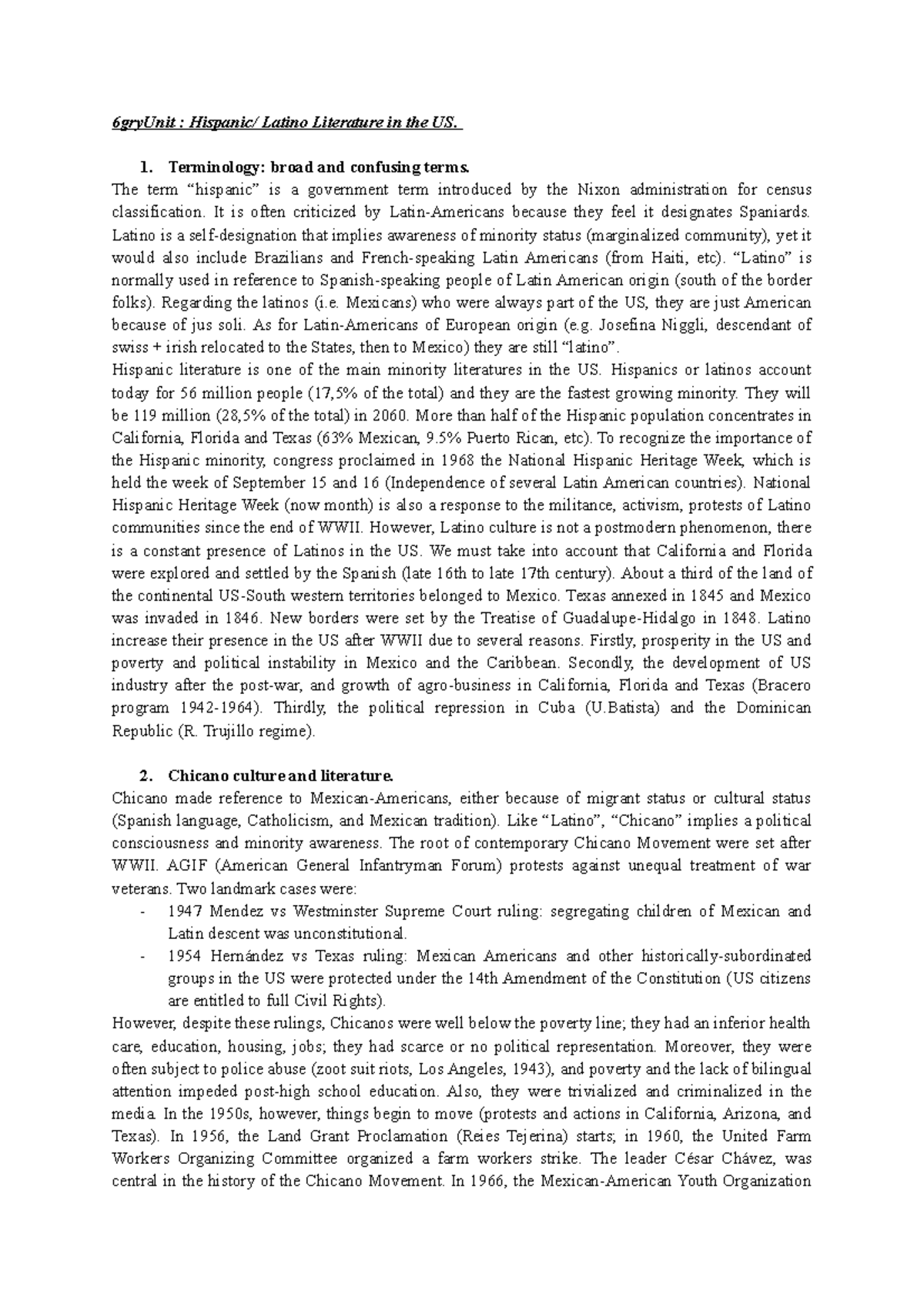 Unit 7 Hispanic-American Literature - 6gryUnit : Hispanic/ Latino ...