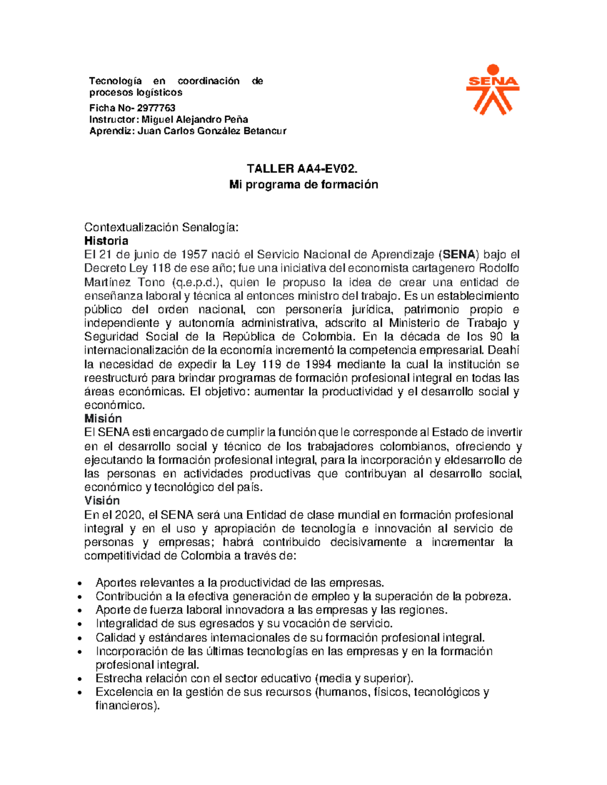 Taller-AA4-EV02 - Taller - Tecnología en coordinación de procesos ...