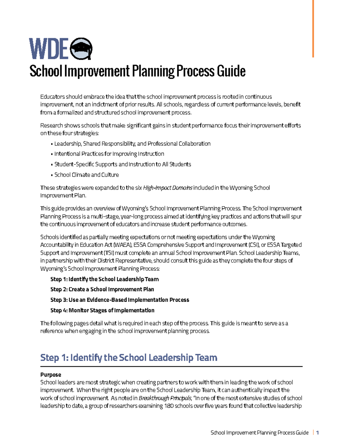 School improvement plan - School Improvement Planning Process Guide ...