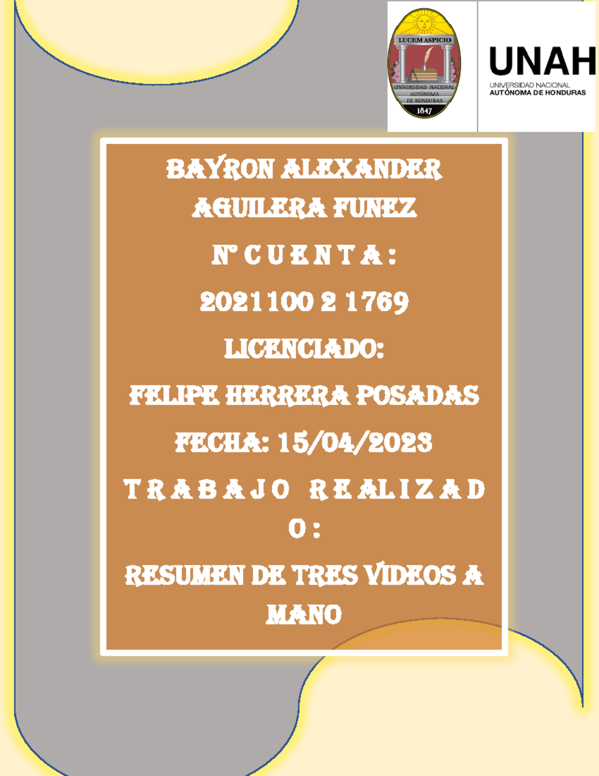 Bayron Alexander Aguilera Funez - Español - Bayron Alexander Aguilera Funez N° C u e n t a ...
