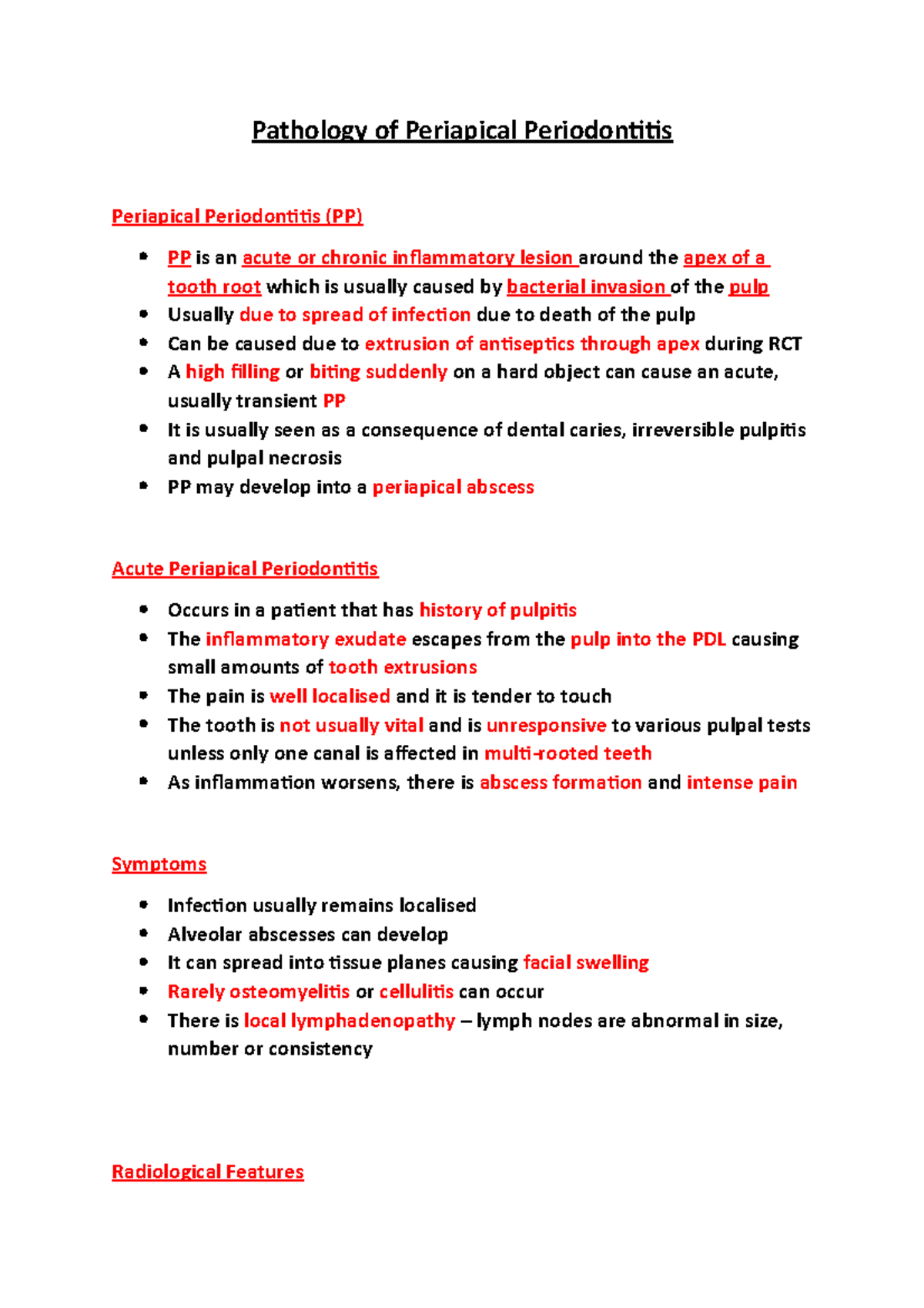 Pathology of Periapical Periodontitis - Pathology of Periapical ...