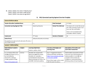 C970 Task 2 rev1 - Passed - WGU Connected Learning Segment Overview Template General Information ...