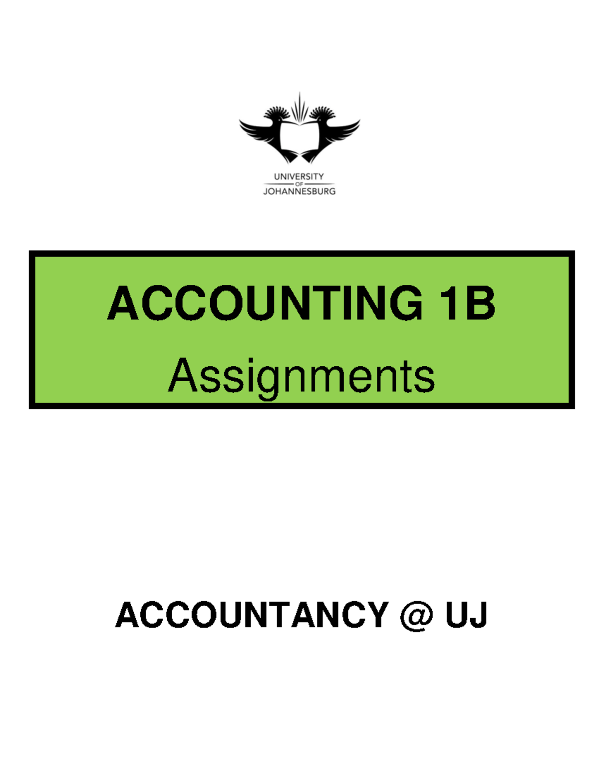 ACC1B Assignments - Assignment questions for semester 2 1-4 - Warning: TT: undefined function ...