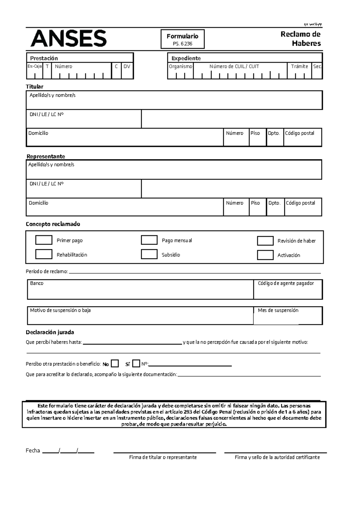 P.S. 6.236 reclamo de haberes - ÙěƓƛŁŮŢ ̻̆ ̊ Reclamo de Haberes ...