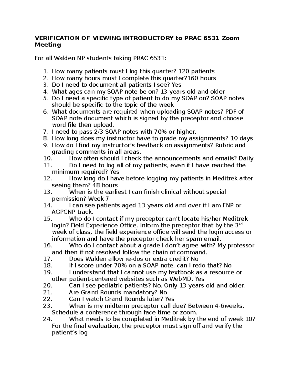 Verification of viewing introductory to prac 6531 meeting ...