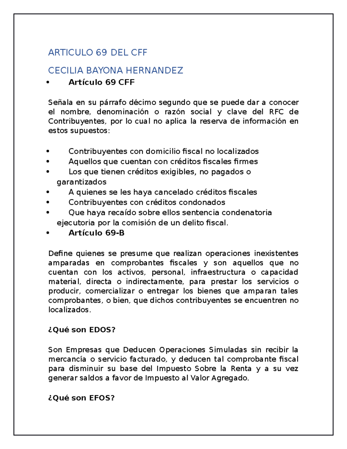 Articulo 69 DEL CFF Ceclia Bayona Herandez - ARTICULO 69 DEL CFF ...