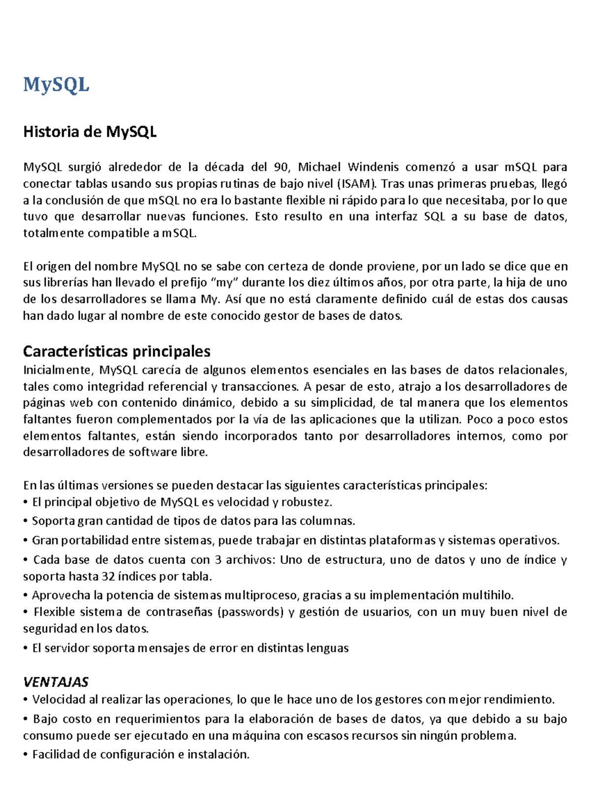 Historia de My SQL - Apuntes 2 - MySQL Historia de MySQL MySQL ...