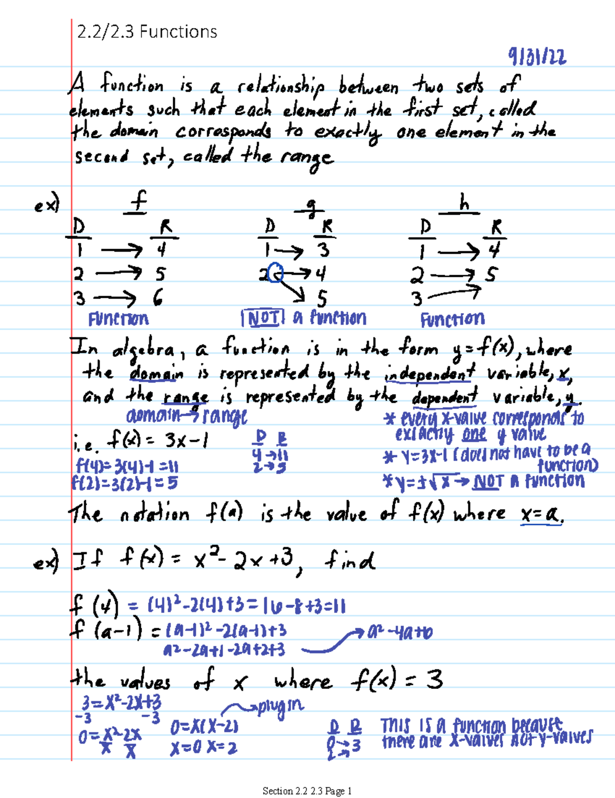 Week 2: Section+2.2 and 2.3 - 2.2/2 Functions Section 2 2 Page 1 ...