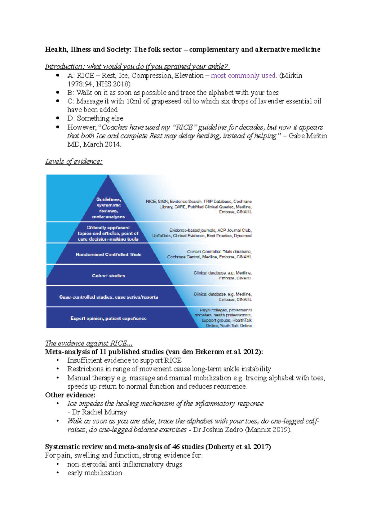 The folk sector week 6 - Lecture notes 1 - Health, Illness and Society ...