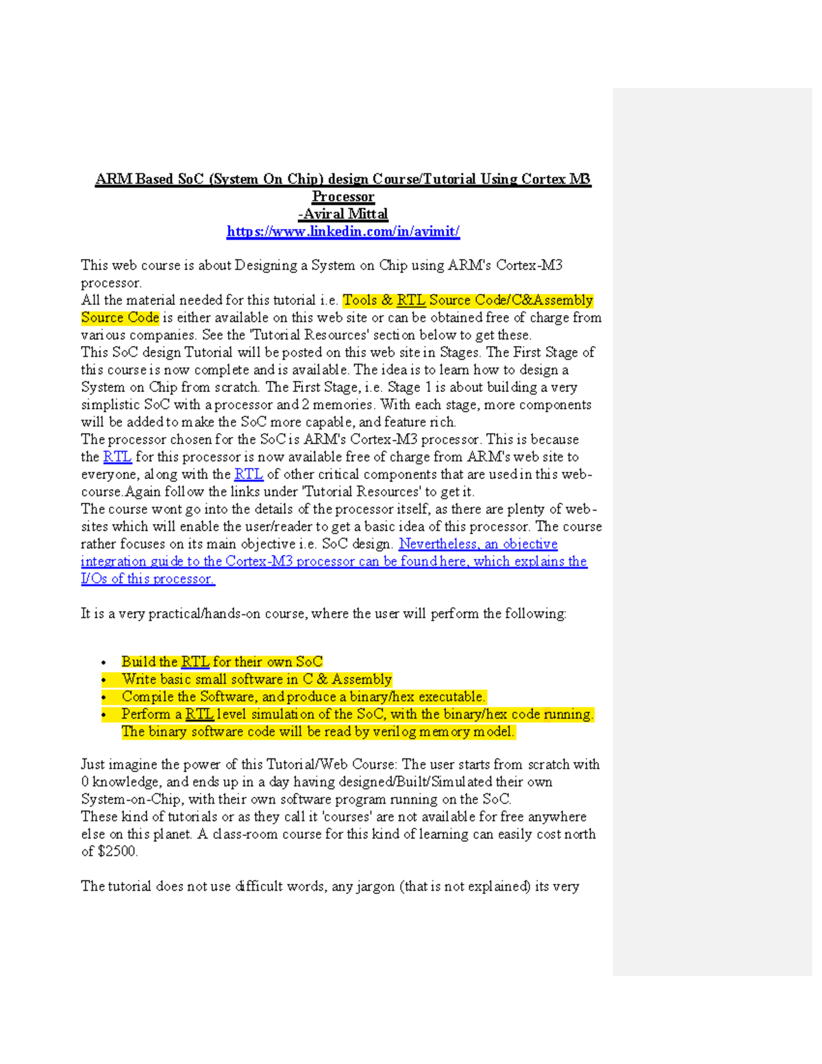 ARM Based So C (System On Chip) design Course Tutorial Using Cortex M3 - ARM Based SoC (System ...