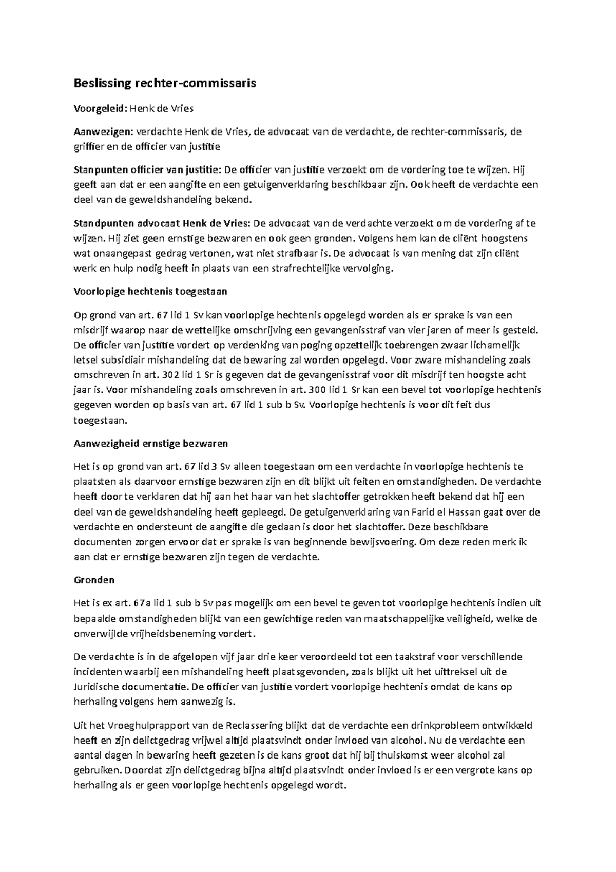 Beslissing rechter-commissaris strafrecht ALO - Beslissing rechter ...