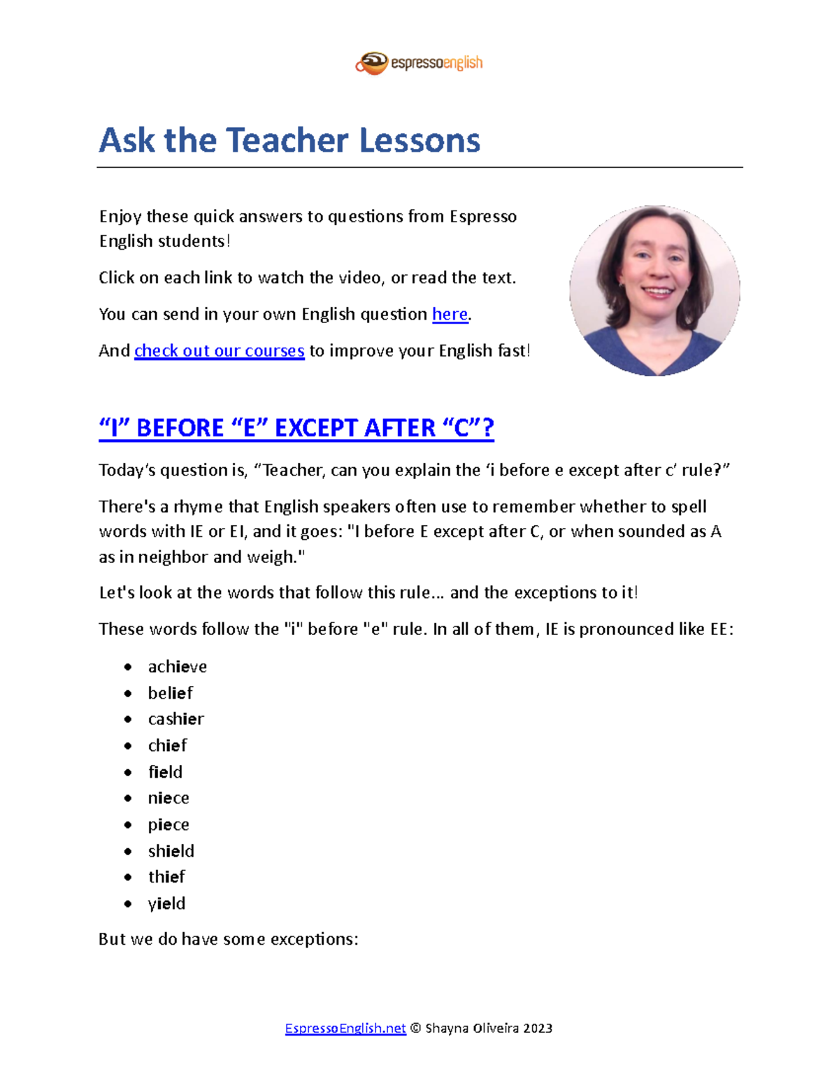 Free PDF Ask the Teacher Lessons - Ask the Teacher Lessons Enjoy these ...