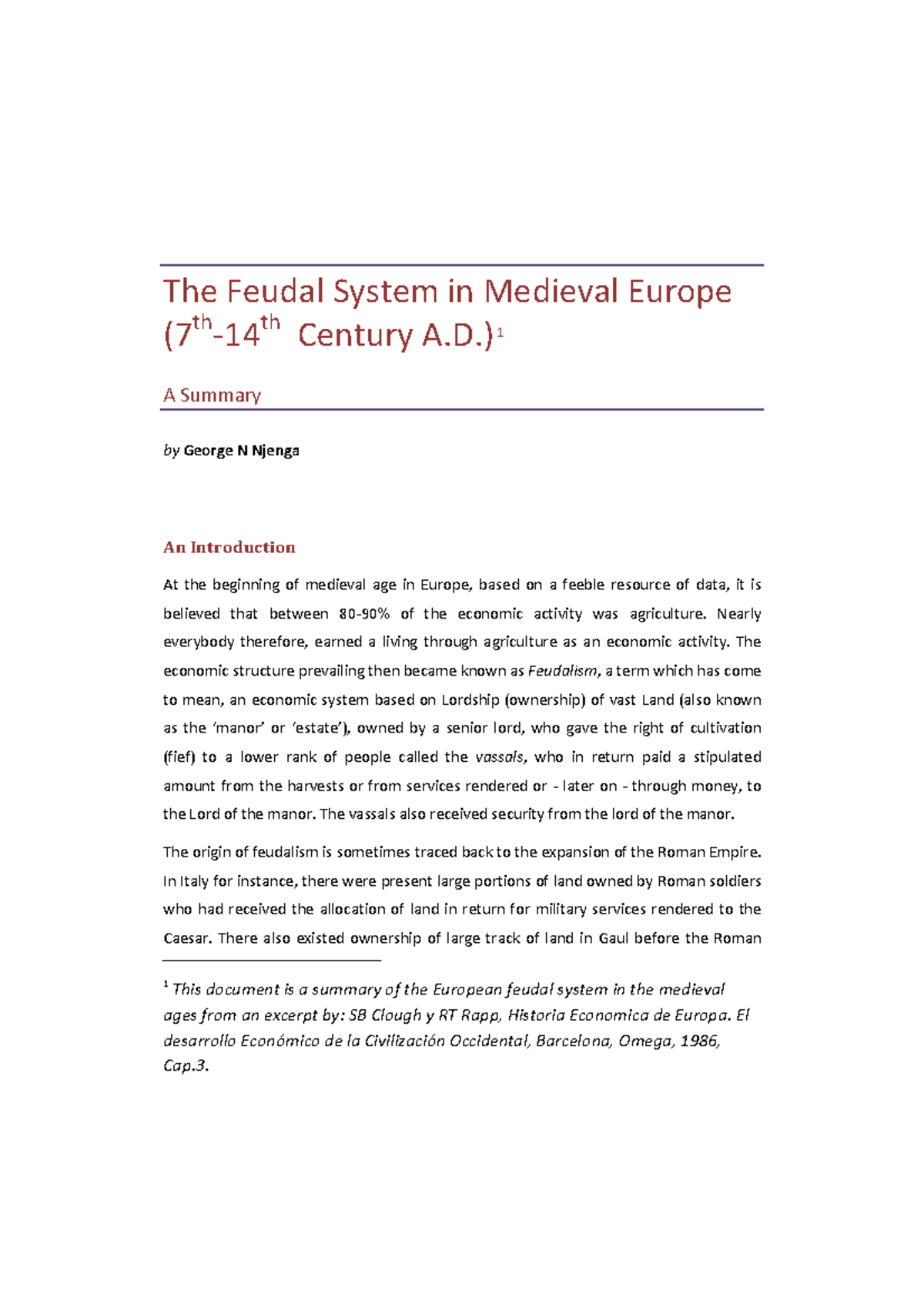 The Feudal system in Medieval Europe (7th-14th Century A - The Feudal ...