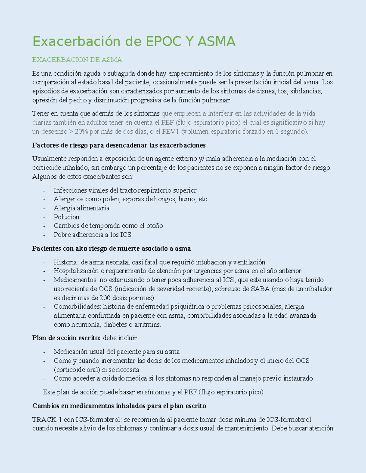 Exacerbacion de EPOC Y ASMA - Exacerbación de EPOC Y ASMA EXACERBACION ...