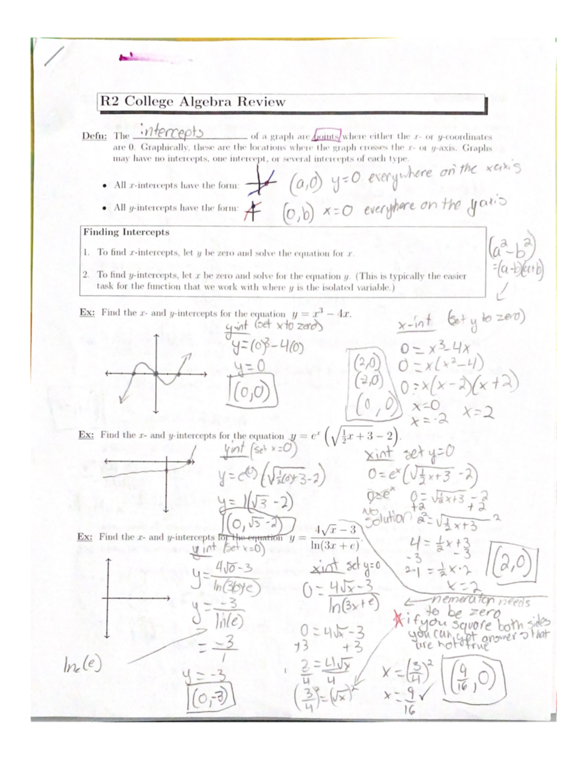 R2 College Algebra review - MTH 191 - Studocu