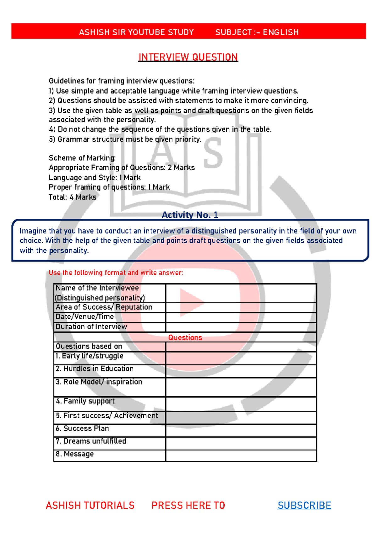 Interview Question - alabakkq - INTERVIEW QUESTION Guidelines for ...