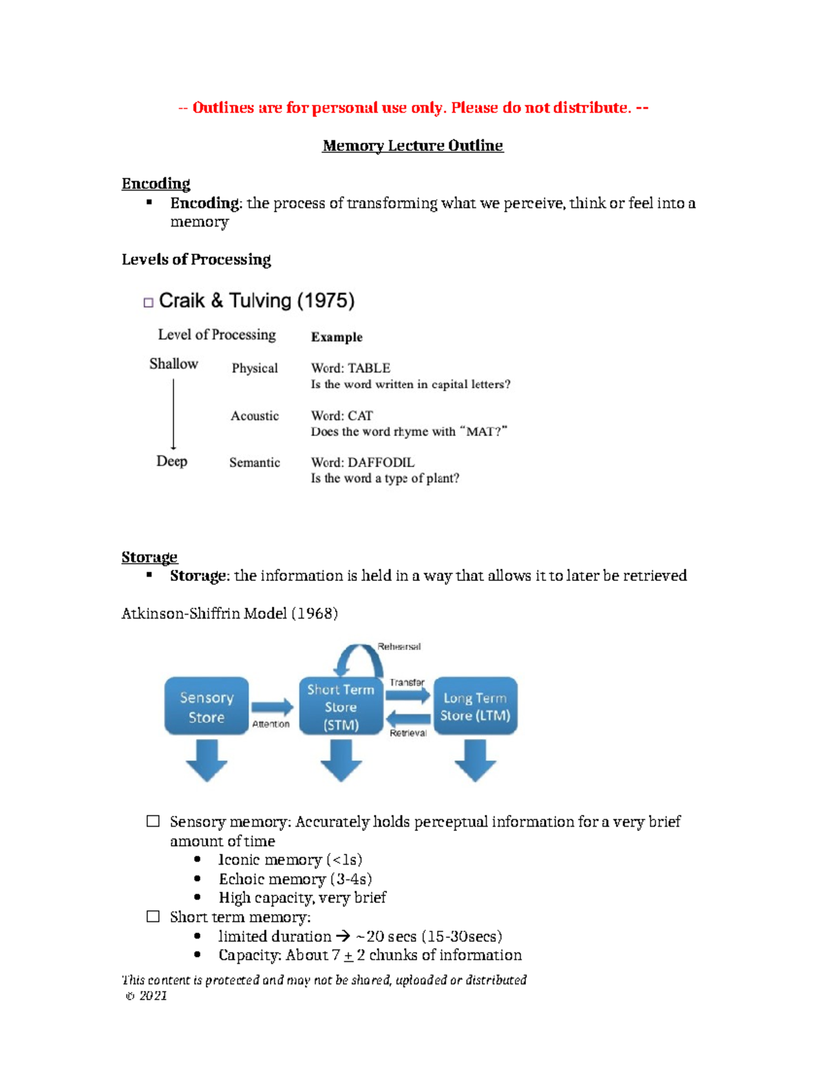 Memory Outline-3 - Tagged - PSYCH10 - UCLA - Studocu