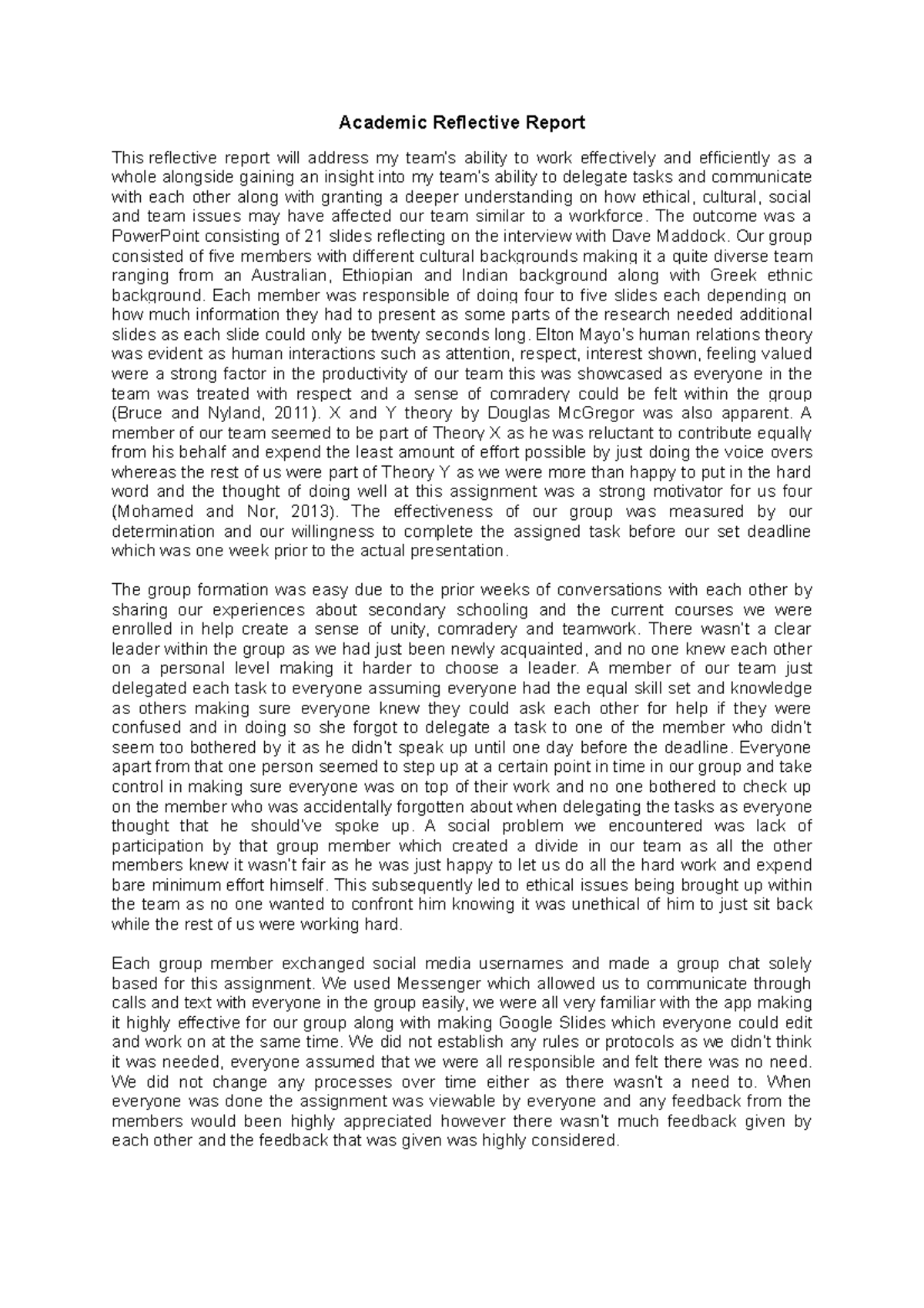 ITM Reflection - Academic Reflective Report - Studocu