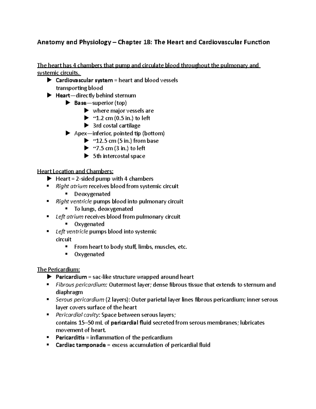 Chapter 18 - Heart and CV Function - Anatomy and Physiology – Chapter ...