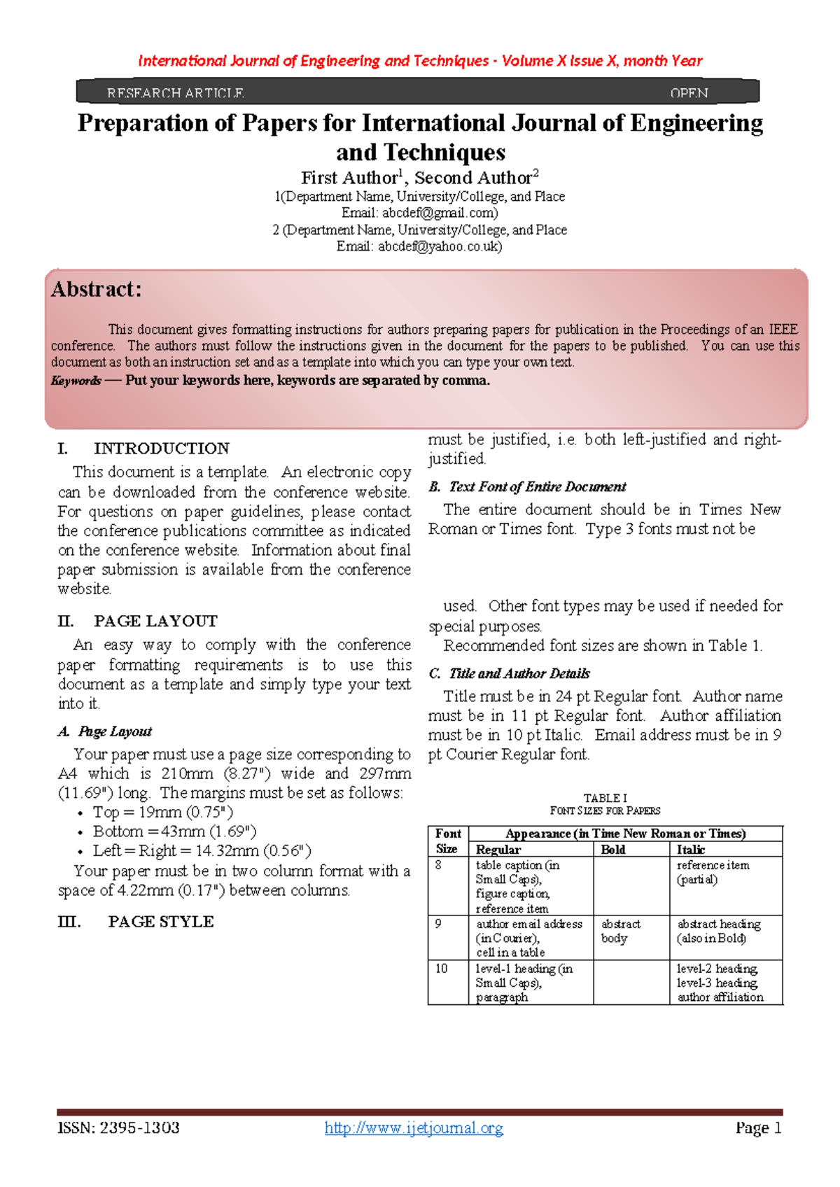 IJET Paper Format - Preparation of Papers for International Journal of ...
