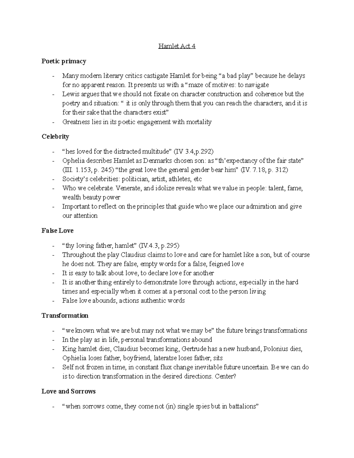 Hamlet Act 4 - It presents us with a “maze of motives: to navigate ...