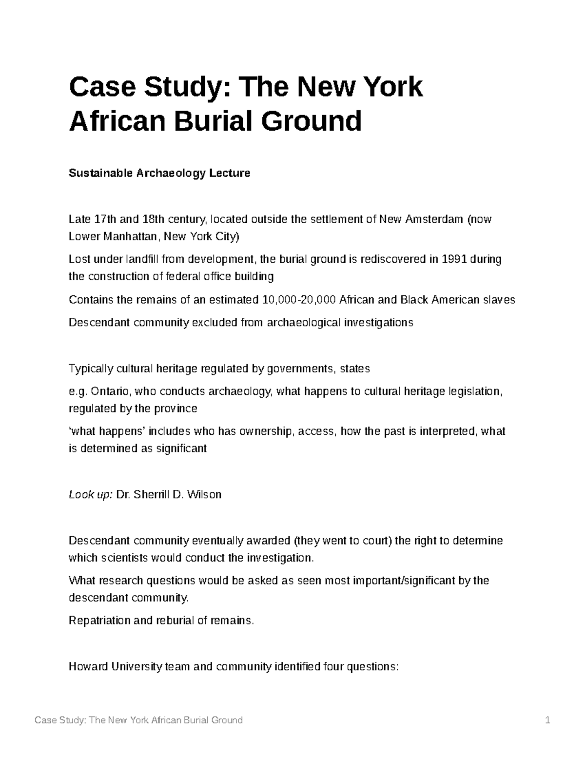 AR101 Lecture Notes.2022.Case Study.The New York African Burial Ground ...