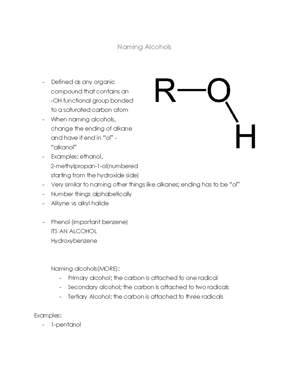 Naming Alcoholic Compounds - Naming Alcohols Defined as any organic ...