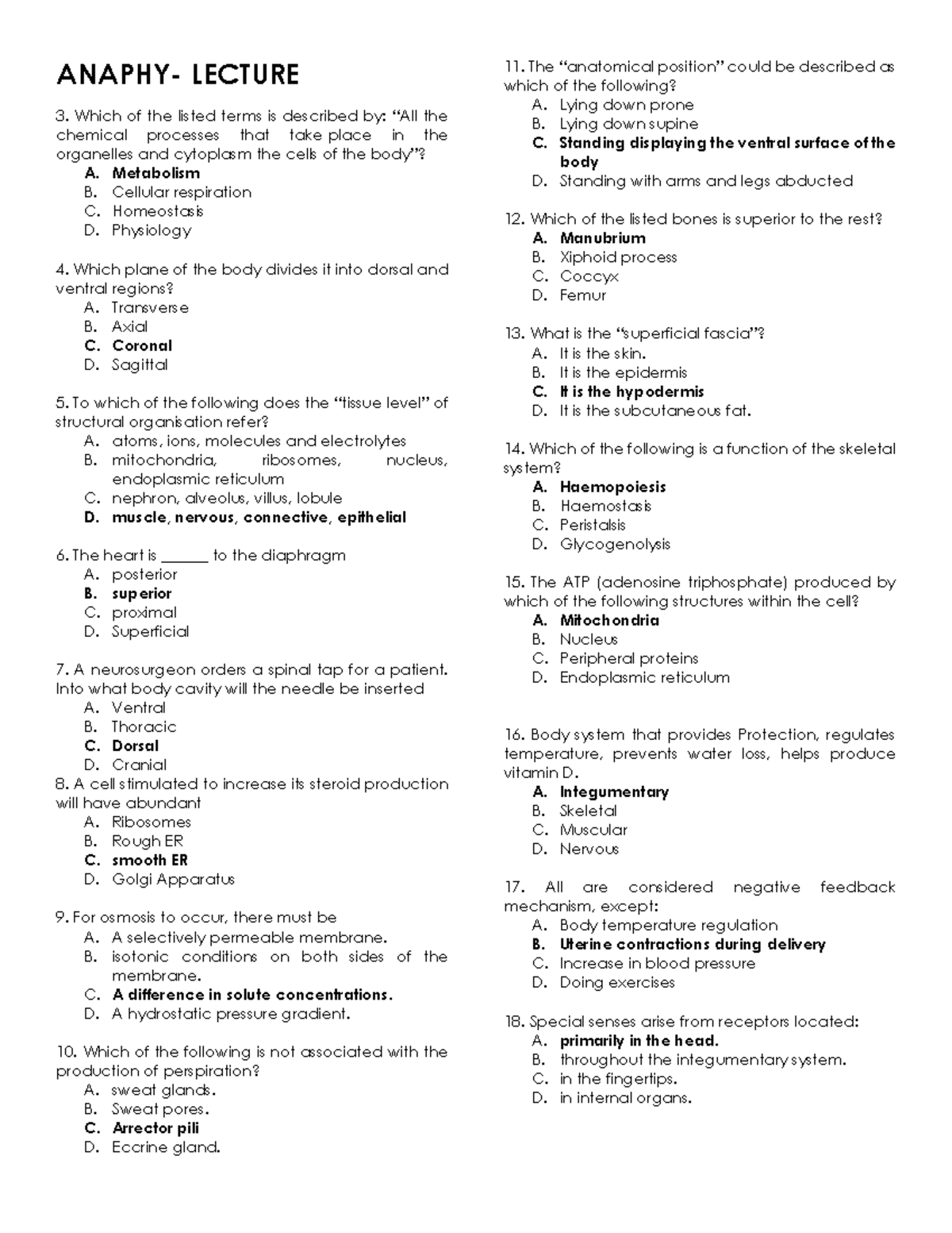 ANAPHY Lec Reviewer P2 - ANAPHY- LECTURE Which of the listed terms is ...