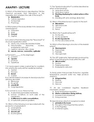 Anaphy Answer KEY Laboratory - ANSWER KEY LABORATORY Session 1 Which of ...