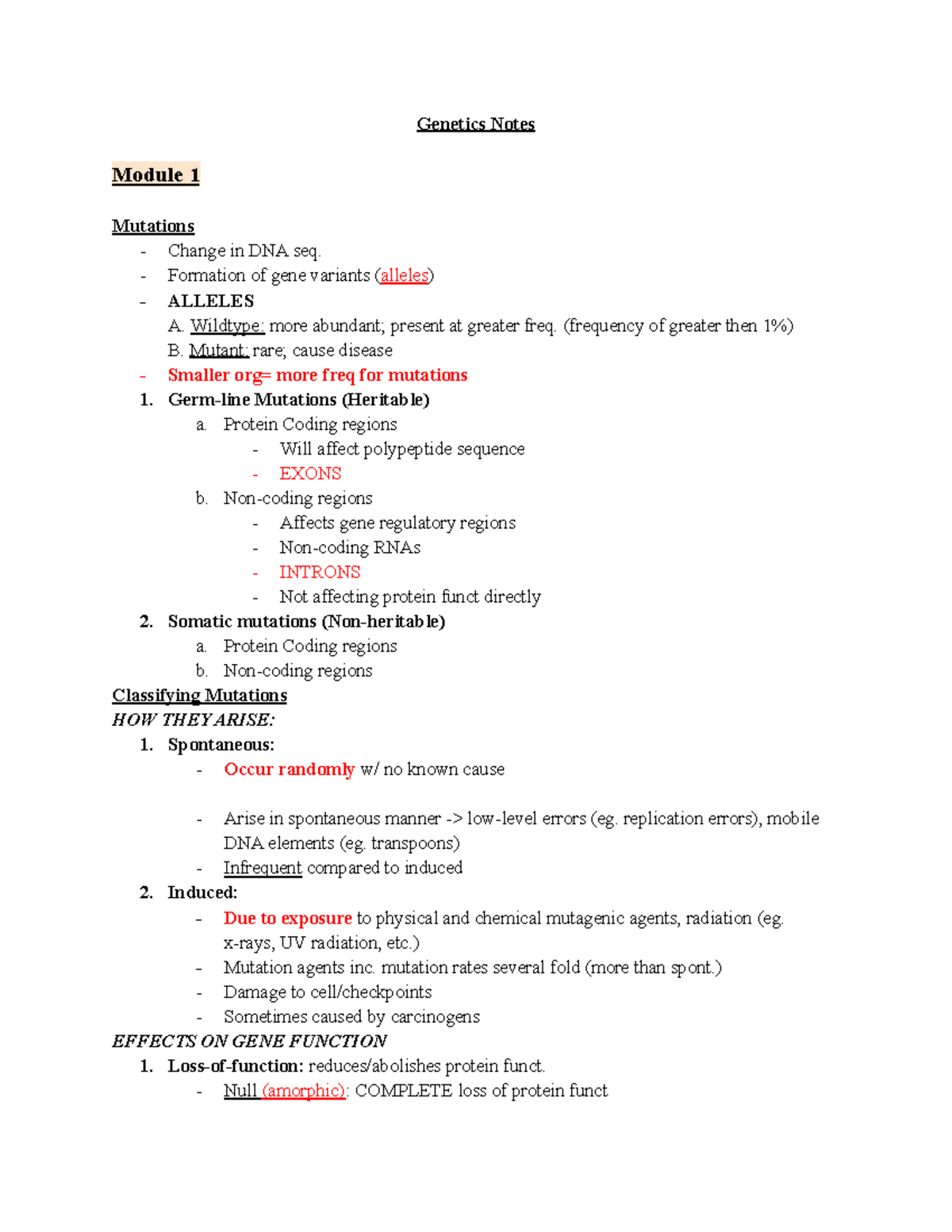 Lifesci 2GO3 genetics notes that may help you study for the first test ...