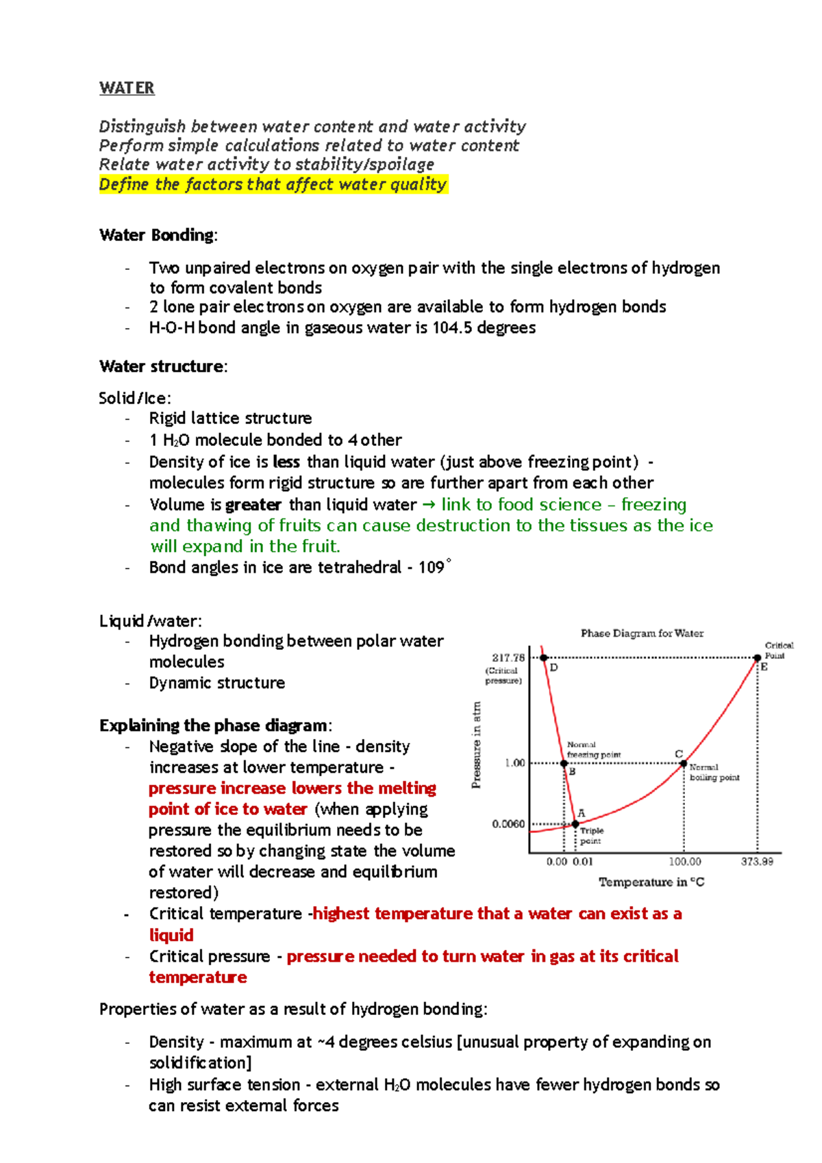 Water - f+fs - WATER Distinguish between water content and water ...
