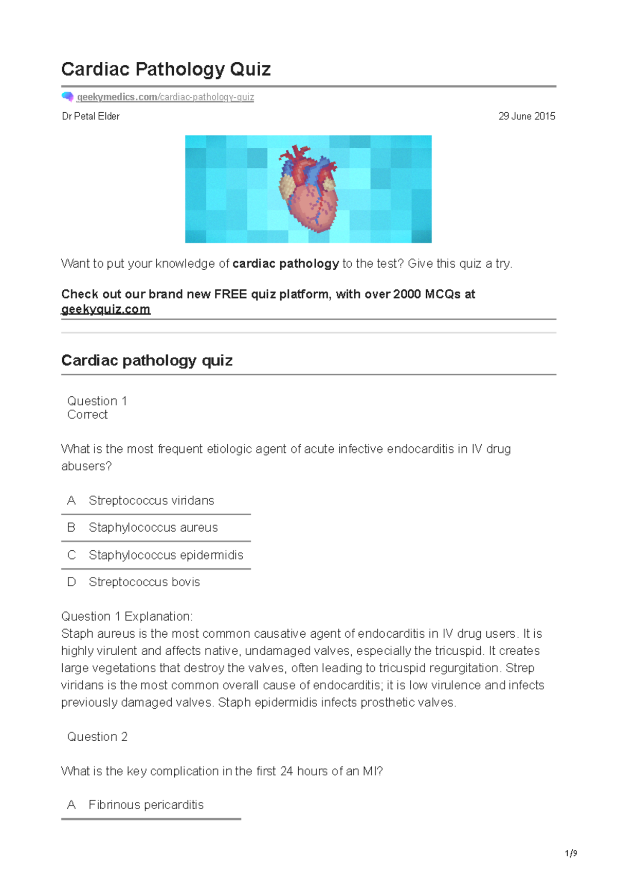 Geekymedics.com-Cardiac Pathology Quiz - Dr Petal Elder 29 June 2015 ...