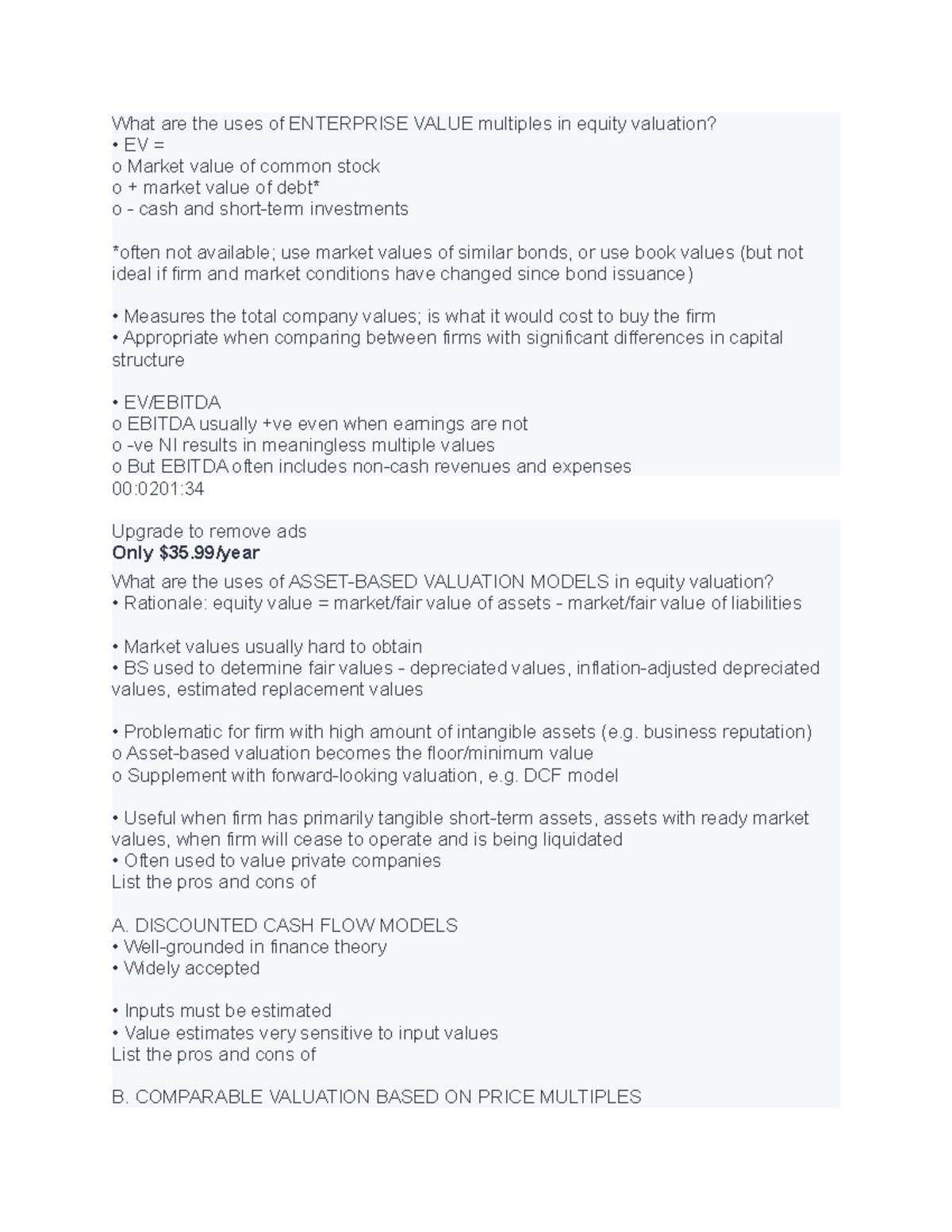 Discounted cf model - Lecture notes 1-2 - What are the uses of ...