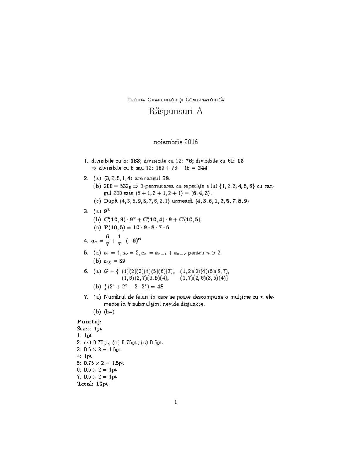 recapitulare, exercitii, grafuri - Teoria Grafurilor s ̧i Combinatorica ...